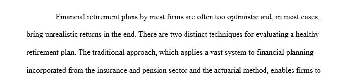 Read the following Case Study on a Retirement Plan and explain the ...