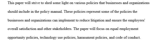 Why Should These Elements Be In A Policy Manual Yourhomeworksolutions