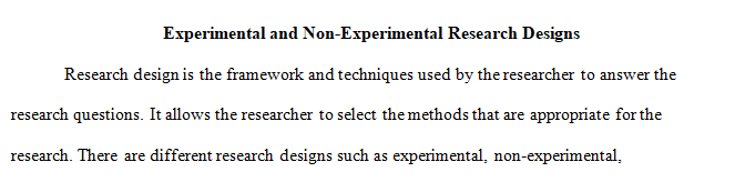Provide examples of experimental and nonexperimental research design ...