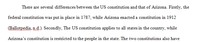 [Solved] Compare and contrast the U.S. Constitution and the Arizona ...