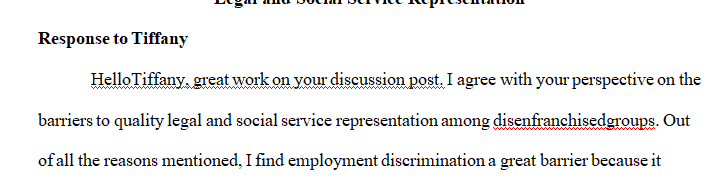 [Solved] Identify likely barriers to quality legal and social service ...