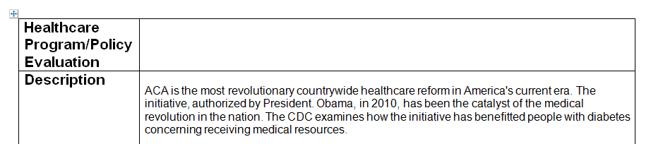 Based on the program or policy evaluation you selected, complete the Healthcare Program/Policy ...