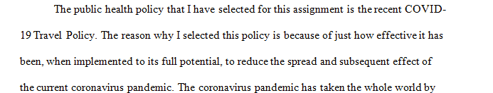 Pick any policy addressing public health issues in the USA ...
