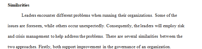 Compare and contrast risk versus crisis management ...