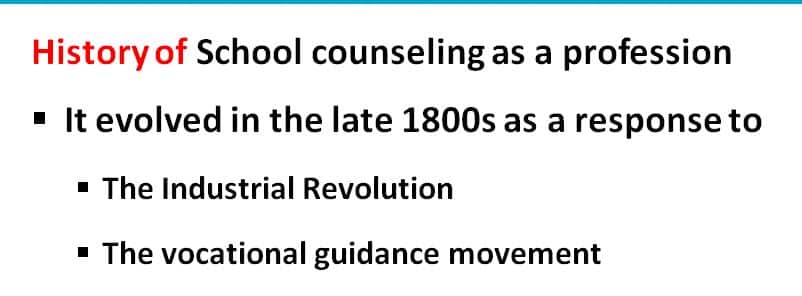 [Solved] The development of school counseling has evolved over the ...