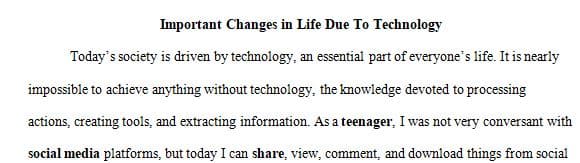 [Solved] Write a paragraph about two important changes in your life due ...