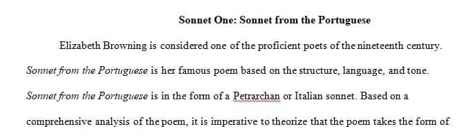 [Solved] Choosing a sonnet from Elizabeth Barrett Browning, Sonnets ...