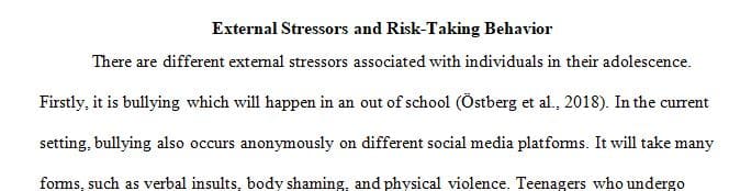 Describe two external stressors that are unique to adolescents ...