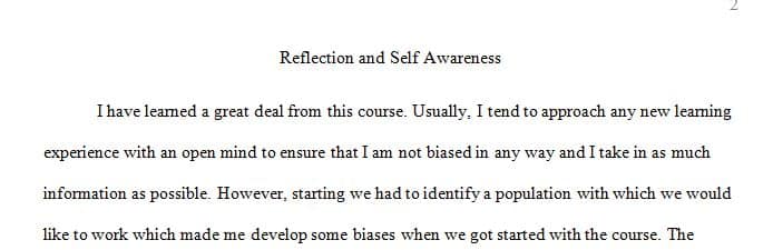 Discussion: Reflection and Self-Awareness - yourhomeworksolutions.com