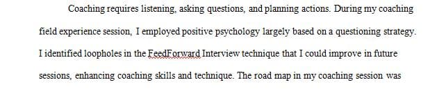 Self reflection of personal performance using coaching skills ...