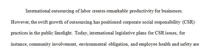 Corporate Social Responsibility (CSR) focusing on the brief case study ...