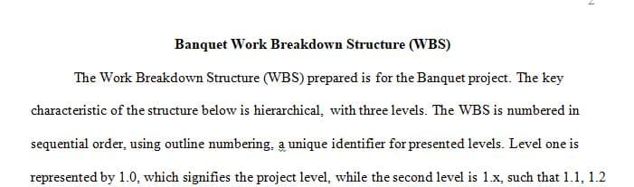 [Solved] Develop a work breakdown structure for a project identified in ...