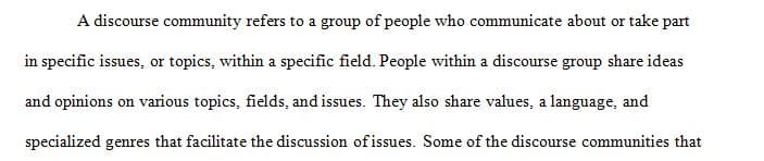 [Solved] Evaluation Title: Discourse Communities - yourhomeworksolutions.com