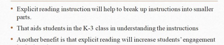 [Solved] Discuss the importance of explicit reading instruction in ...