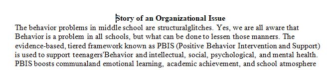 The organizational issue is the Behavior issues in Middle School. - yourhomeworksolutions.com