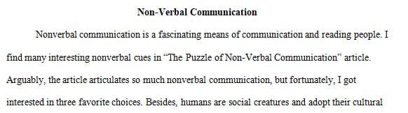 This paper discusses non-verbal communication and what we can learn ...