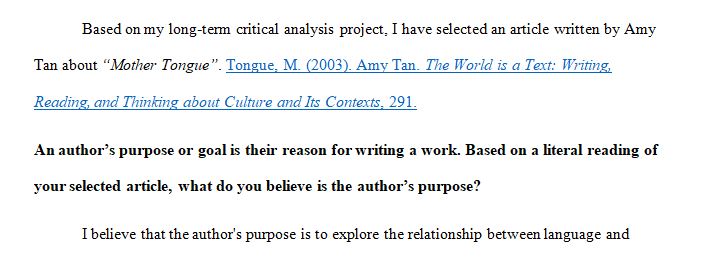 What article did you select for your term-long critical analysis project - yourhomeworksolutions.com