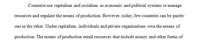 Define capitalism and socialism and provide examples of countries for ...