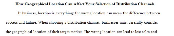 [Solved] Provide an example of how geographical location can affect ...
