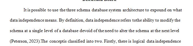 Define The Data Independence Concept Provided By The Three Schema Database Systems Architecture