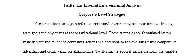 Perform an internal environmental analysis using the tools and concepts ...