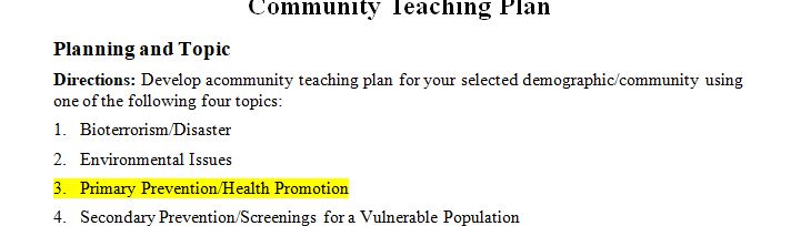 Develop an outline for your community teaching plan - yourhomeworksolutions.com