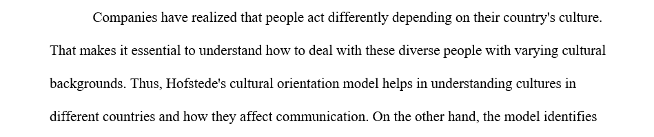 [Solved] Explain the most significant areas where the countries are ...