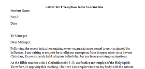 Write a letter describing the nature of your sincerely held religious ...